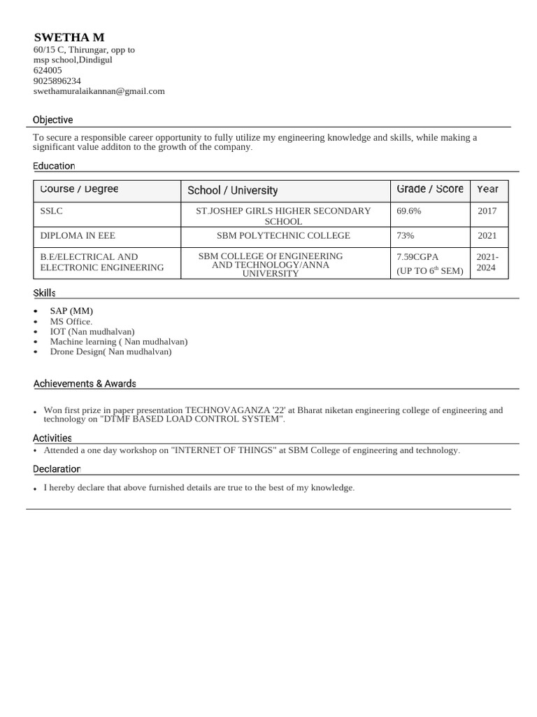 Swetha Resume (1) | PDF
