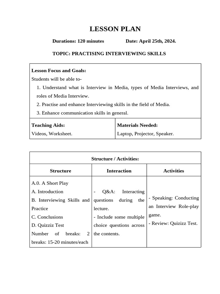 Practising Interview Skills | PDF