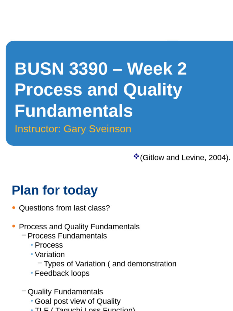 Week 2 - Chapter 2 Process and Quality Fundamentals - GS | PDF