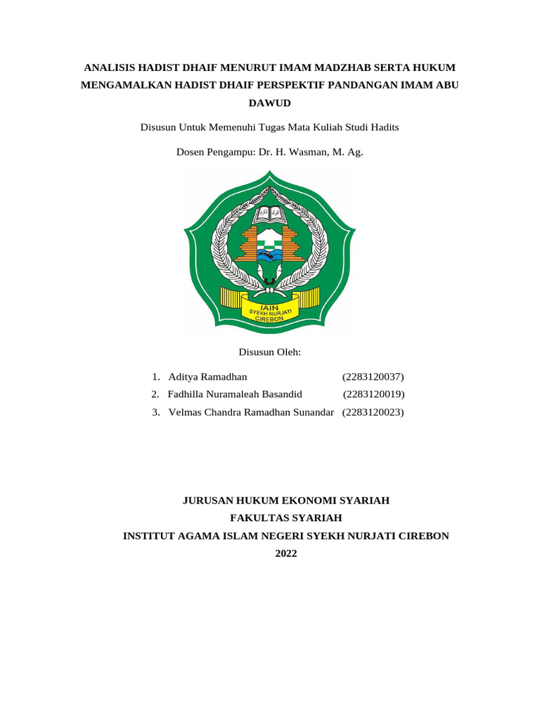 Analisis Hadist Dha'if Menurut Imam Madzhab Serta Hukum Mengamalkan ...