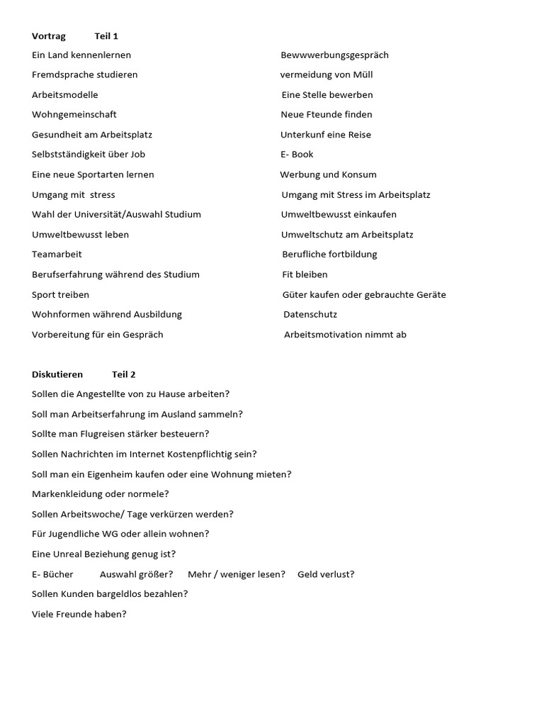 Sprechen B2 Goethe | PDF