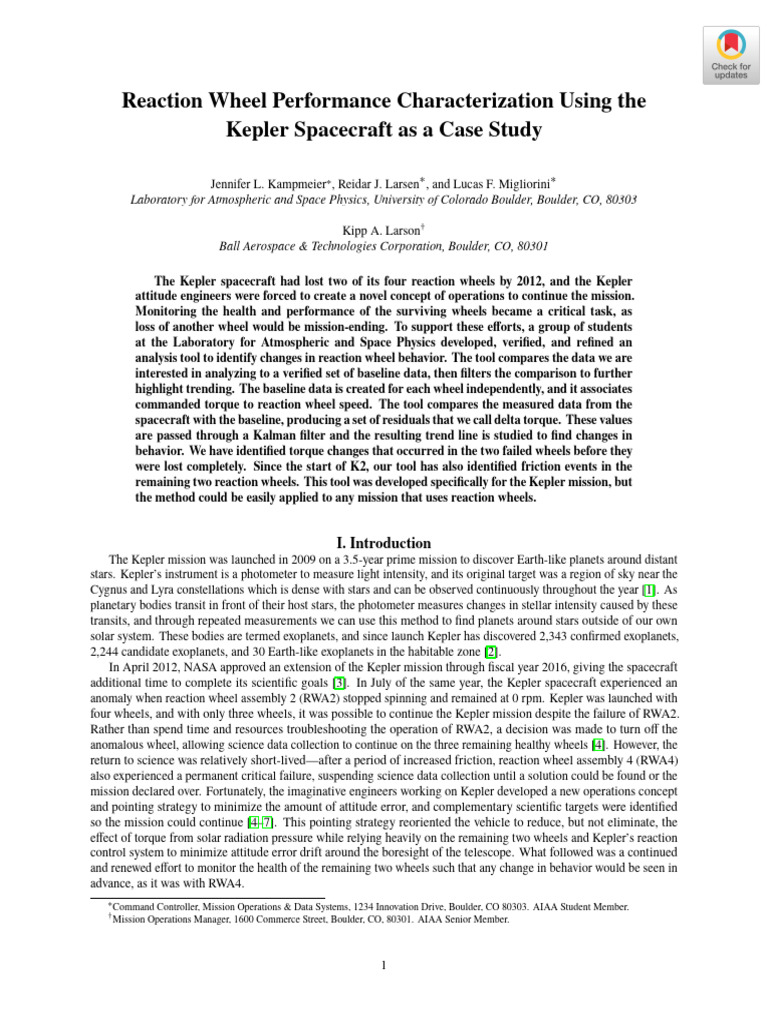 Kampmeier Et Al 2018 Reaction Wheel Performance Characterization Using ...