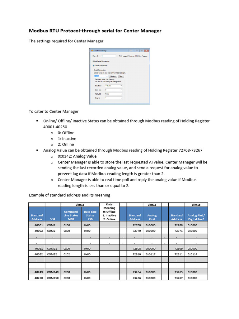 Center Manager Modbus | PDF