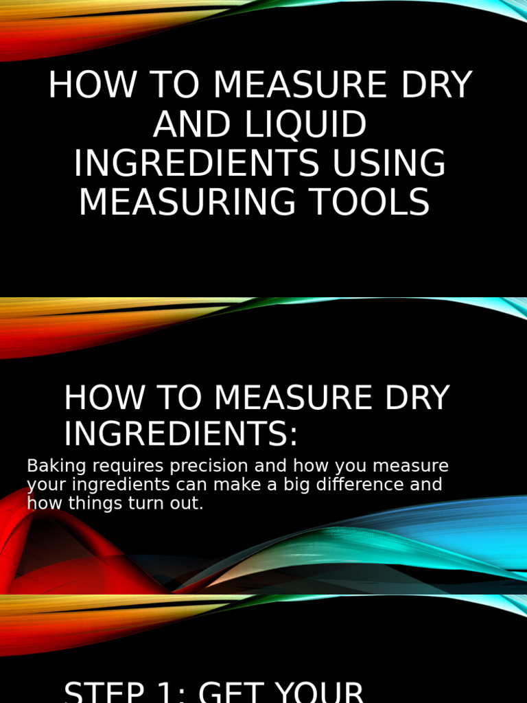 How To Measure Dry and Liquid Ingredients Using Measuring Tools | PDF ...