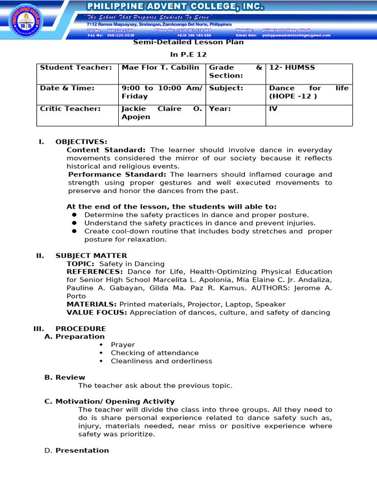 Final Lesson Plancabilin | PDF | Musculoskeletal System | Language Arts & Discipline