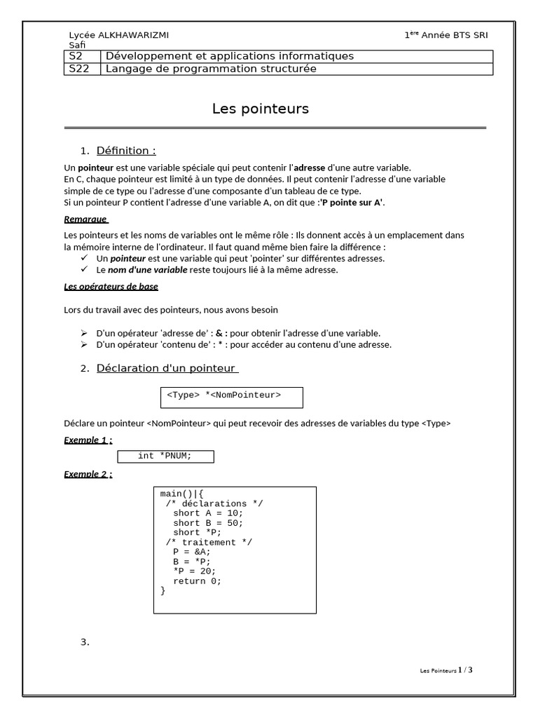 8 - Les Pointeurs | PDF