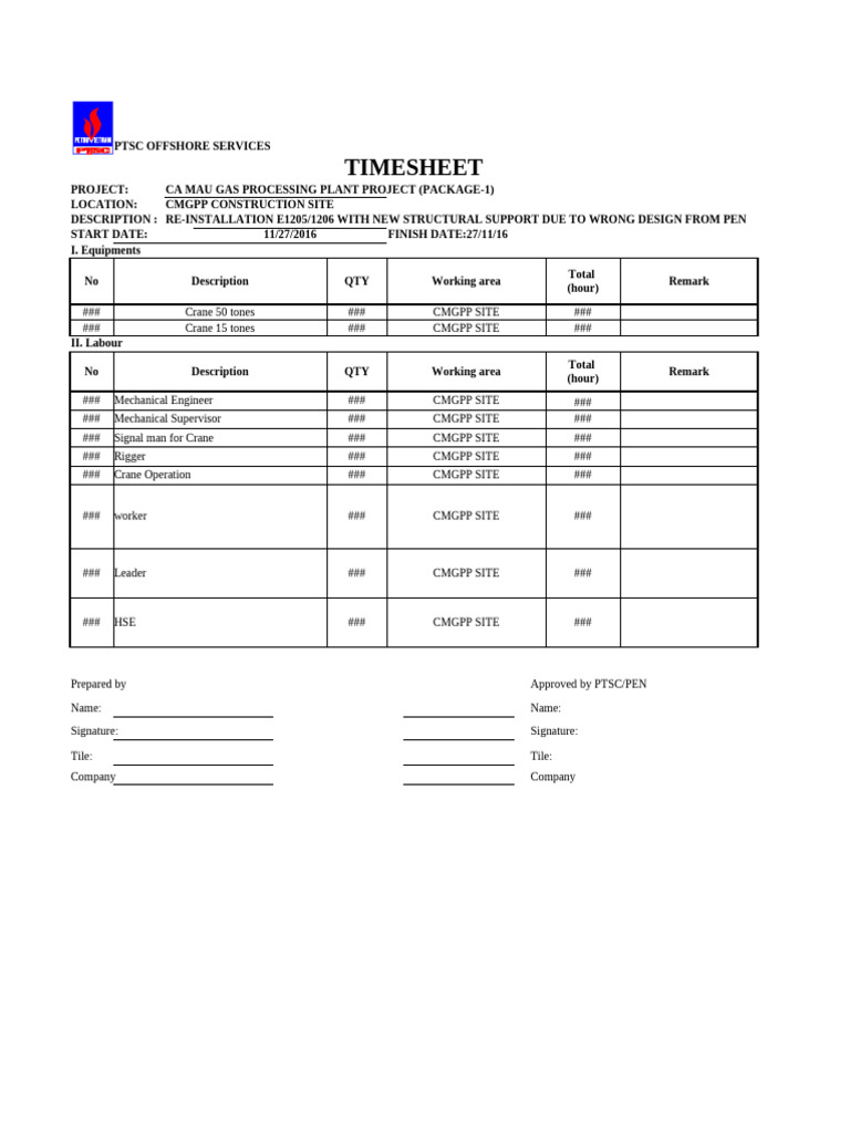 Timesheet Form | PDF | Engineering