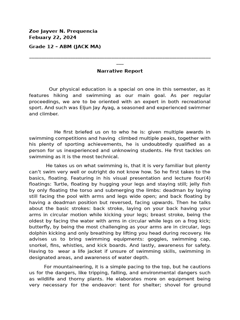 Zoe Narrative | PDF