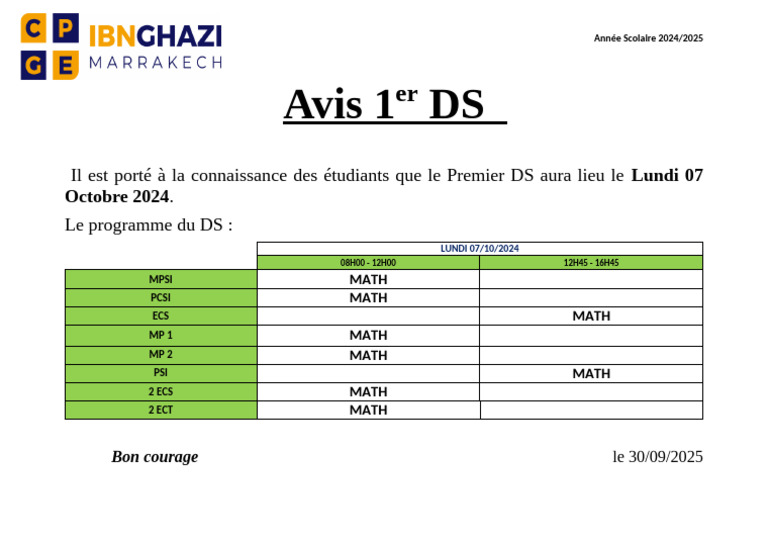 Avis DS1 | PDF