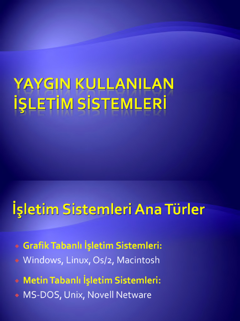Yaygın Kullanılan İşletim Sistemleri | PDF