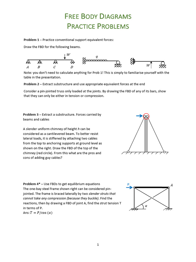 Free Body Diagrams Practice Problems | PDF