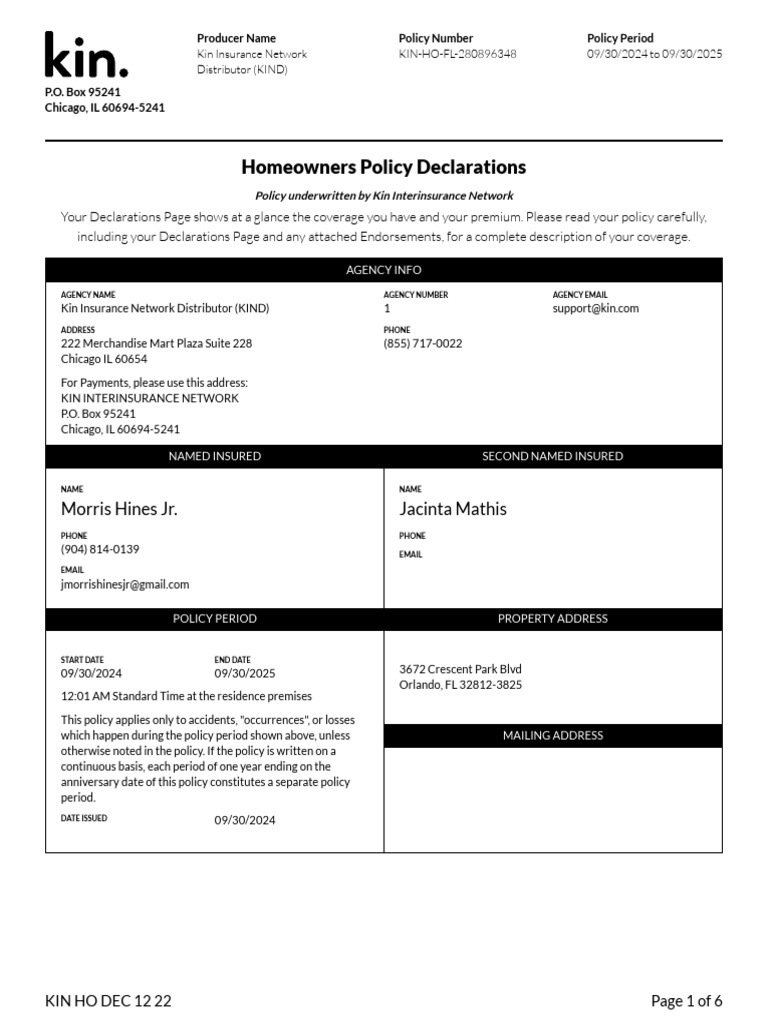 Declaration Page | PDF