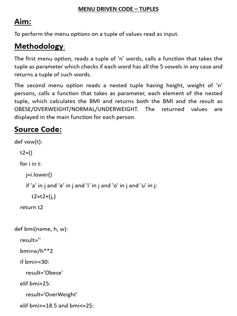 6-Menu Driven Code - Tuples | PDF