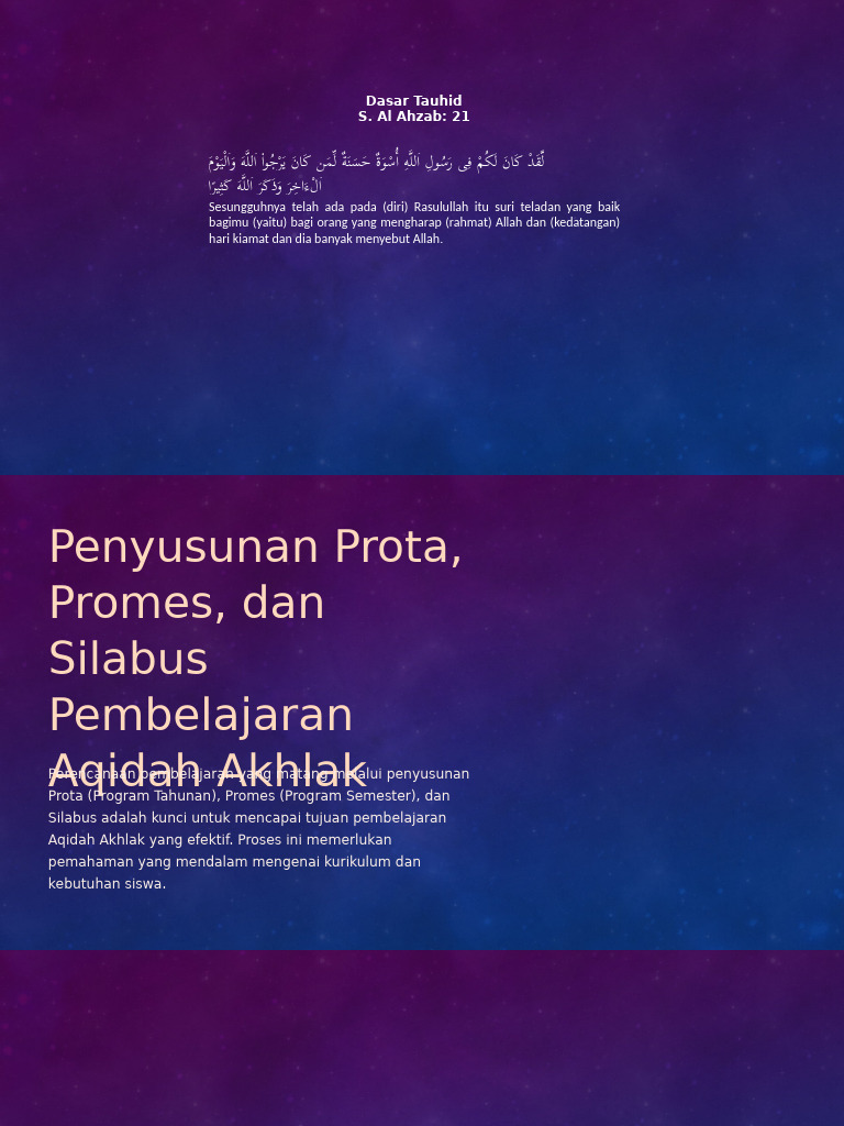 Penyusunan Prota Promes Dan Silabus Pembelajaran Aqidah Akhlak | PDF