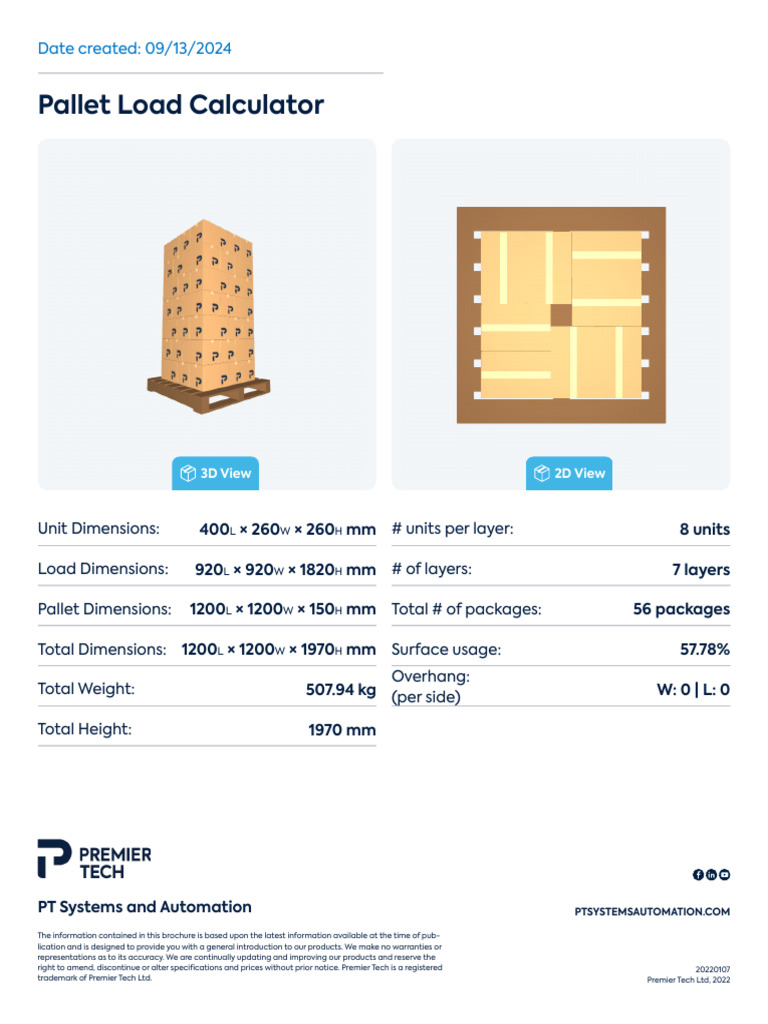 Premier Tech Pallet Calculator - Configuration Results | PDF