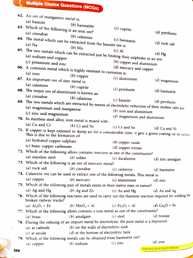 Chemistry CH 1 Extra Questions | PDF | Metals | Manganese