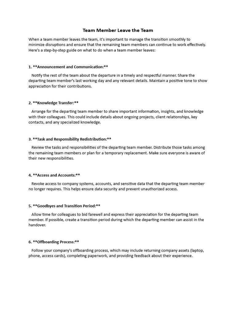 Team Member Leave The Team | PDF