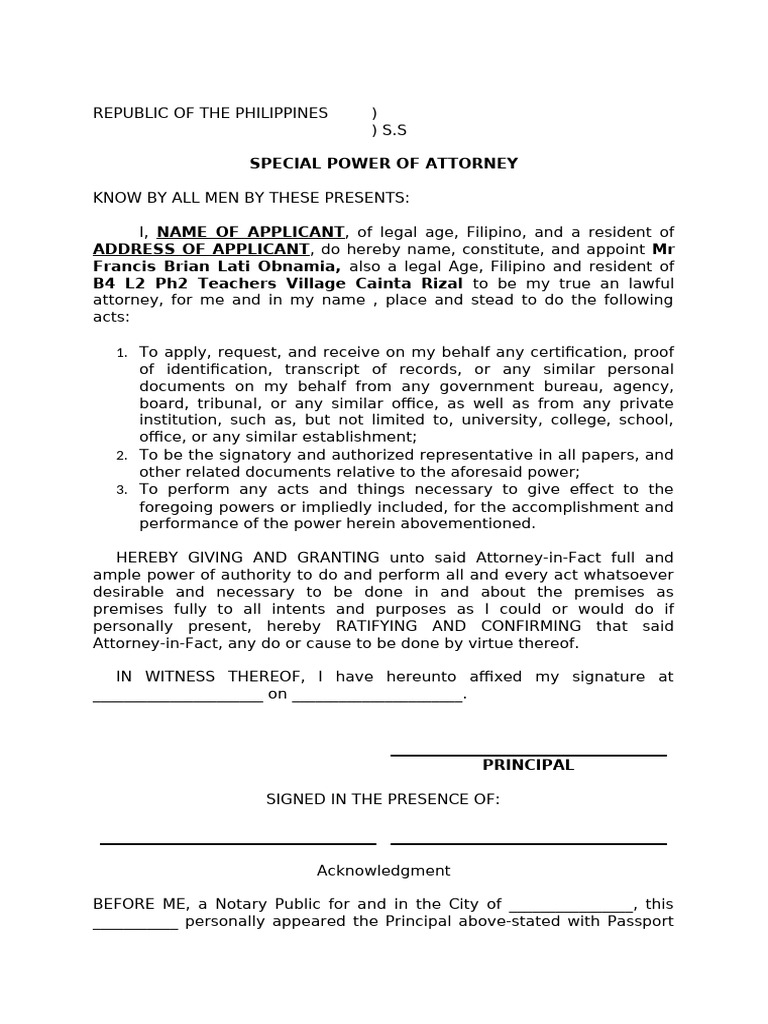 SPA For Applicant | PDF