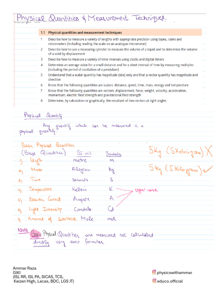 Physical Quantities and Measurement Techniques | PDF