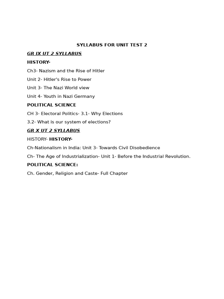 Ut 2 Syllabus His and p.s Gr 9 and 10 (1) | PDF