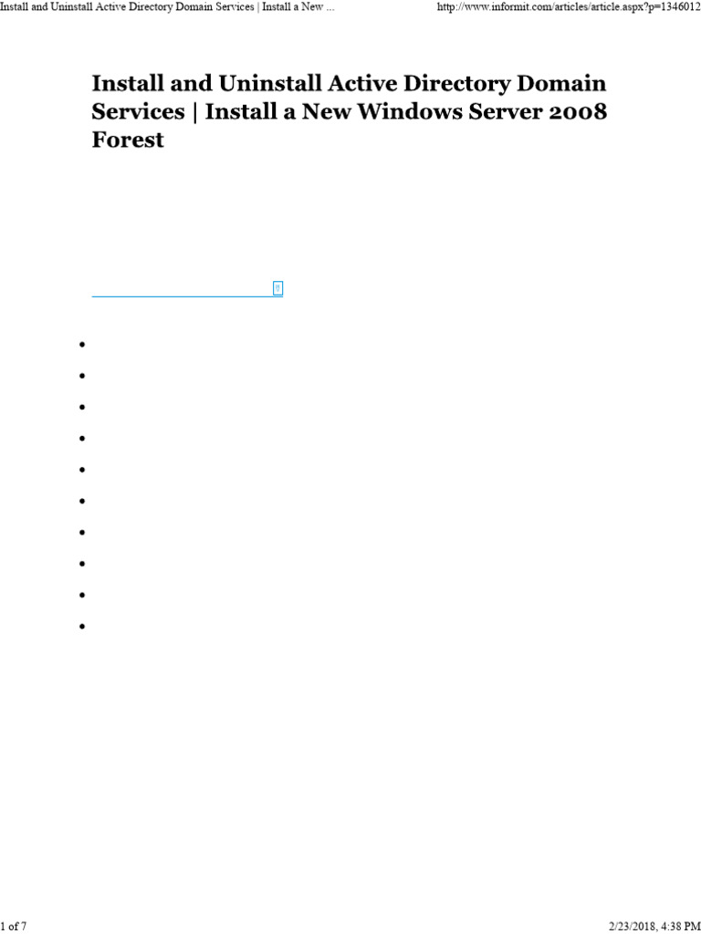Install and Uninstall Active Directory Domain Services - Install A New ...