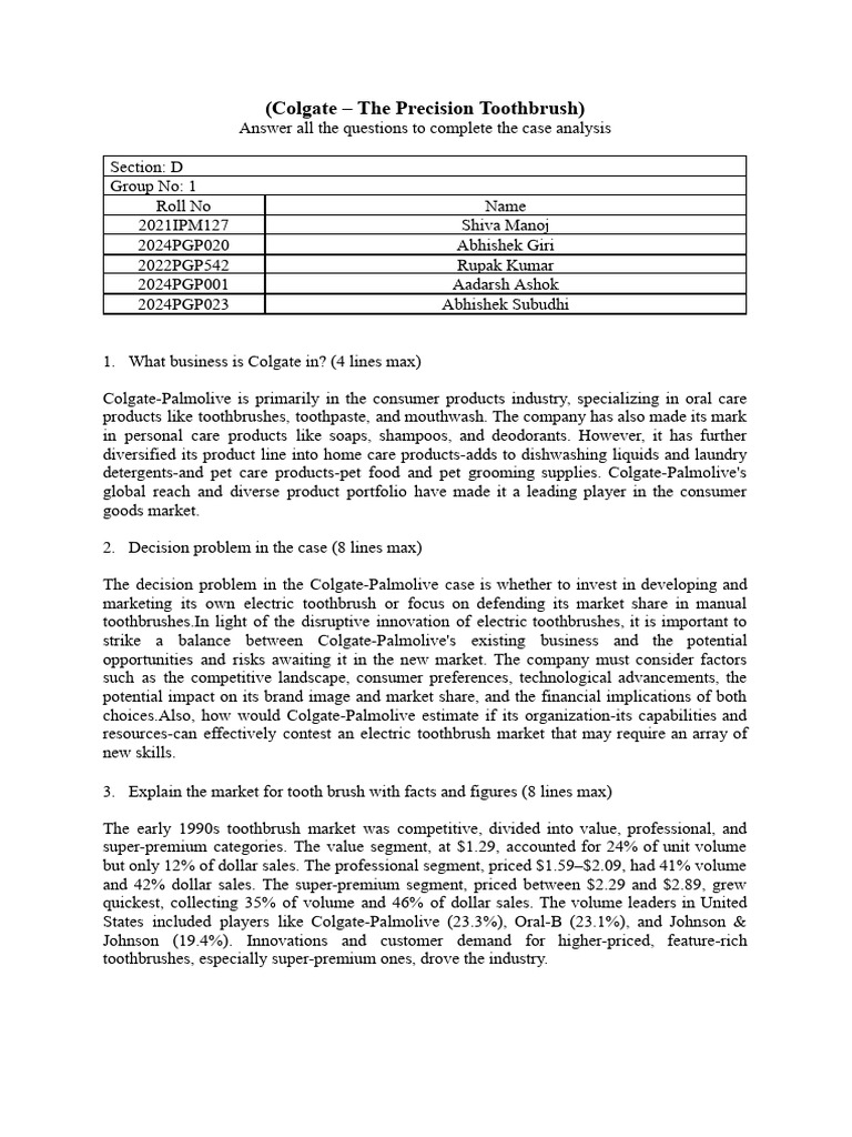 Colgate - The Precision Toothbrush MM Group 1 | PDF