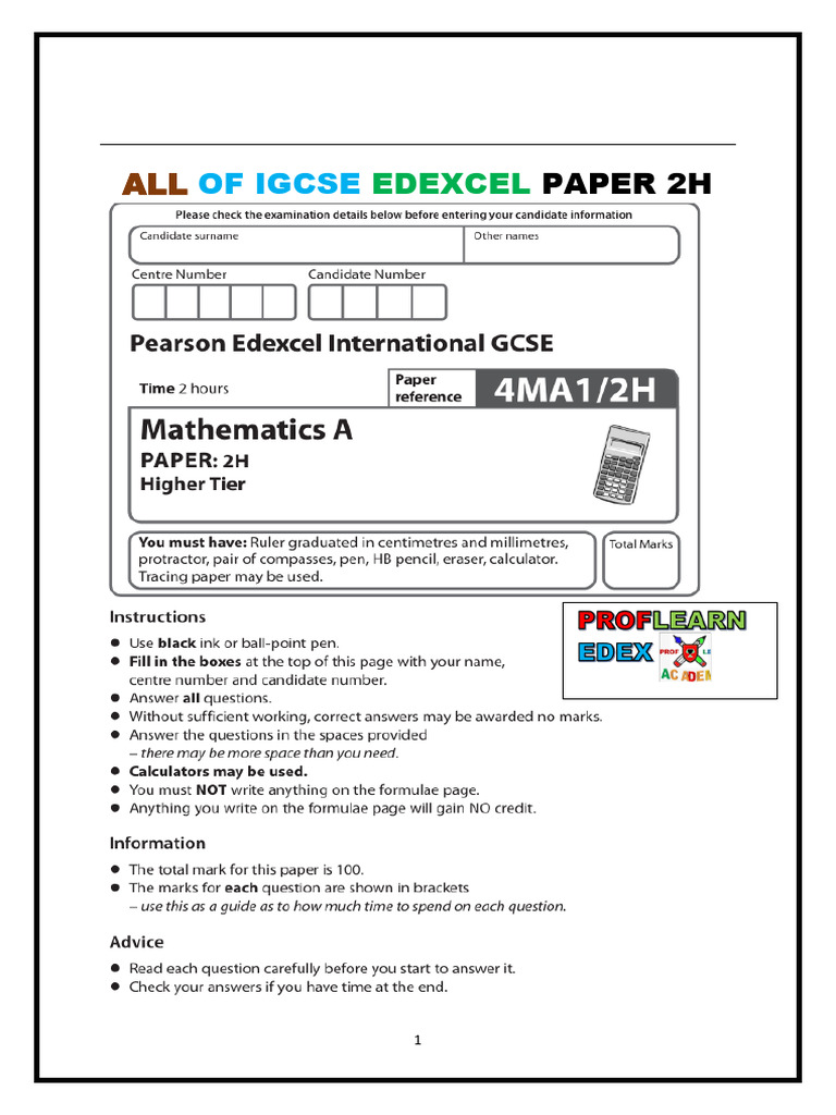 All of Igcse Edexcel Math 2H | PDF