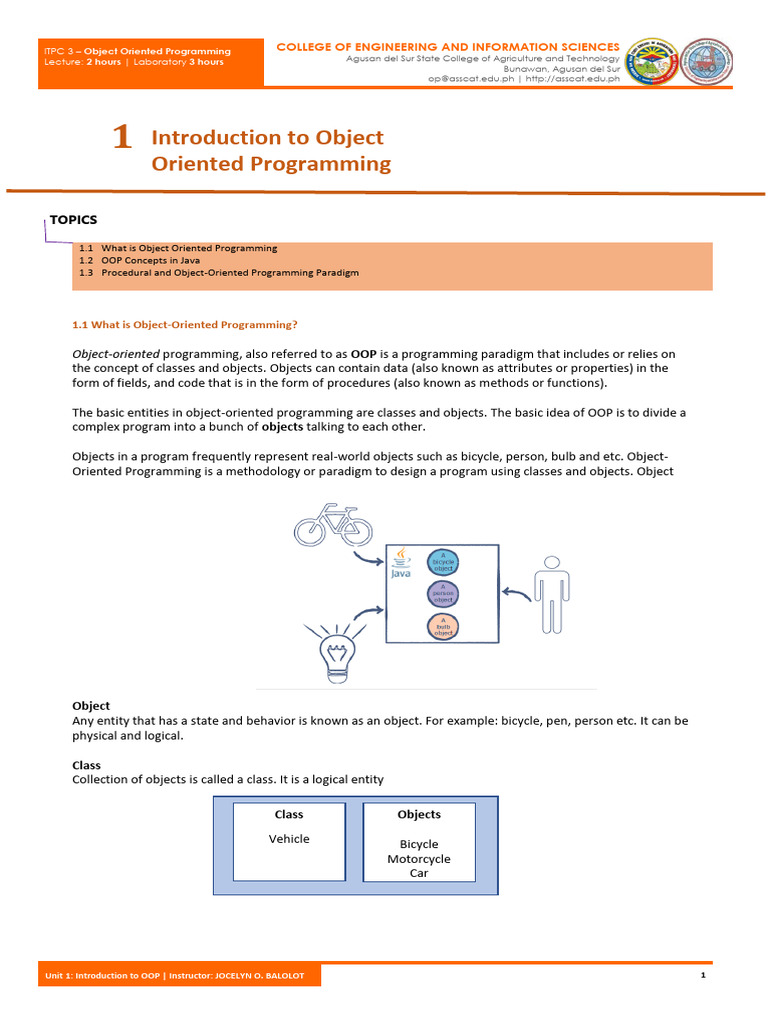 ITPC 3 OOP Introduction | PDF