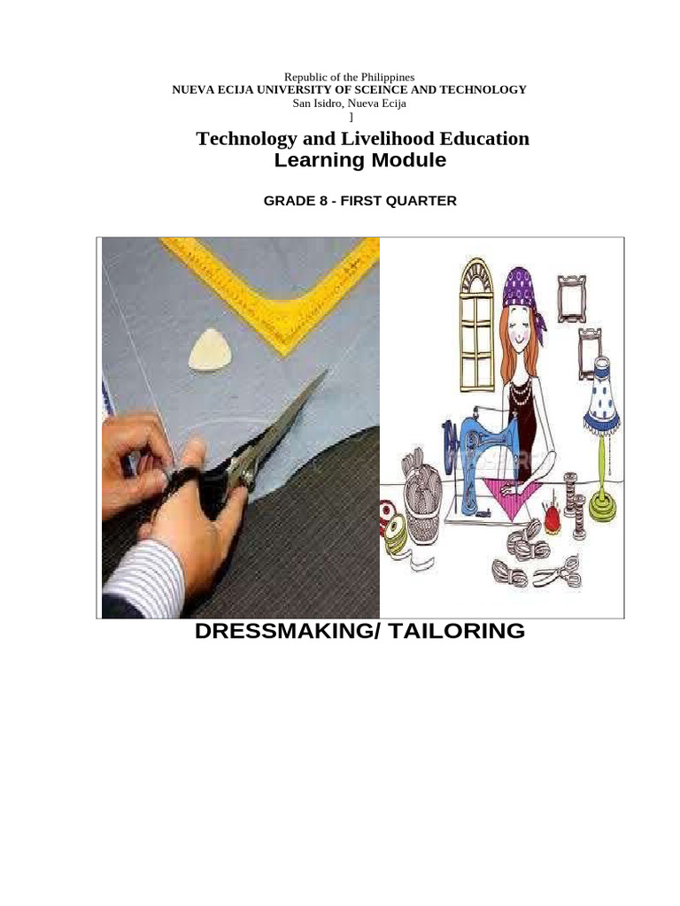 Q. 1. Dressmaking and Tailoring Learning Module | PDF