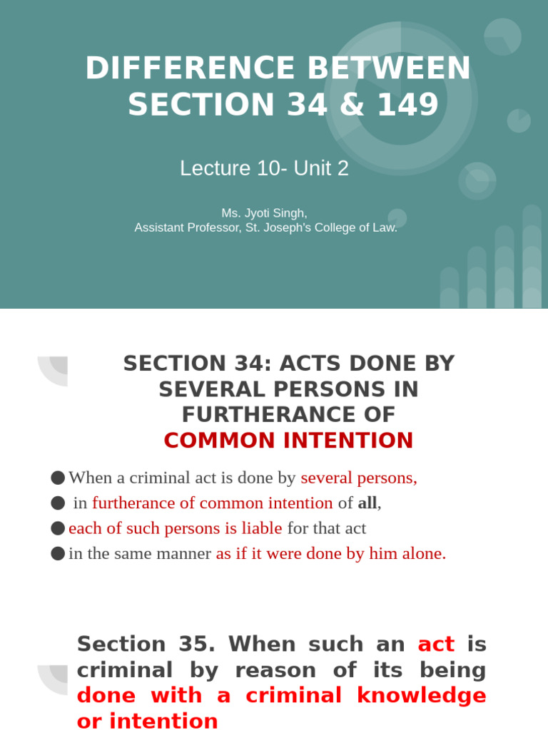Lecture 10 - Difference Between Section 34 and 149 | PDF