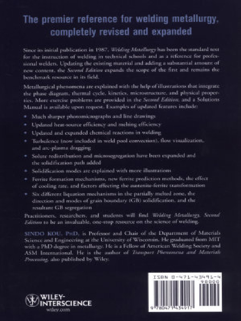 Welding Metallurgy 2nd Editon by Sindo Kou (468-468) | PDF