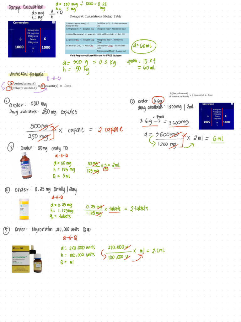 Pharmacology Calculations April 18 | PDF
