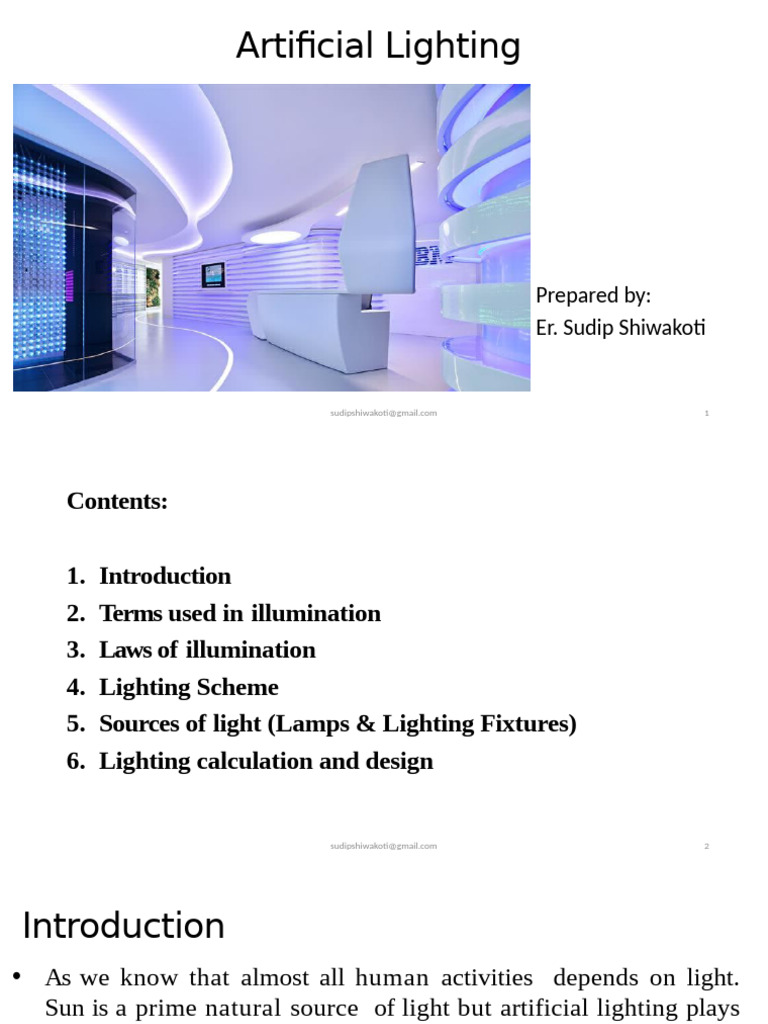 Artificial Lighting | PDF