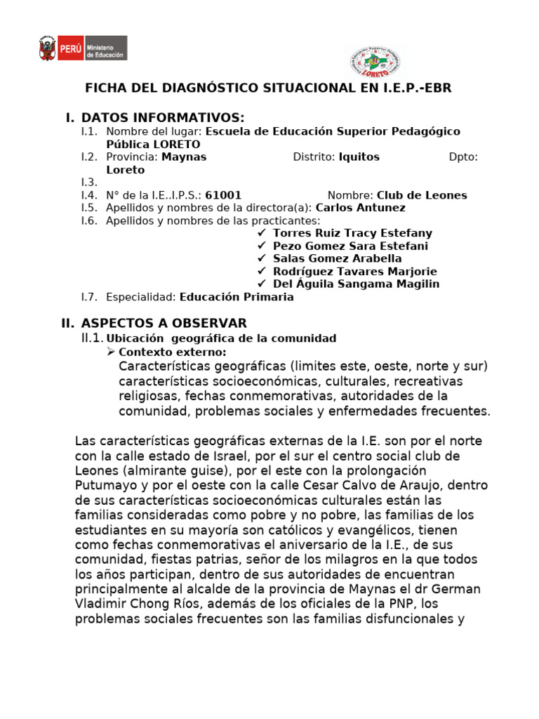 Ficha Diagnostico Situacional Actual 2024 - 102334 - 061957 | PDF