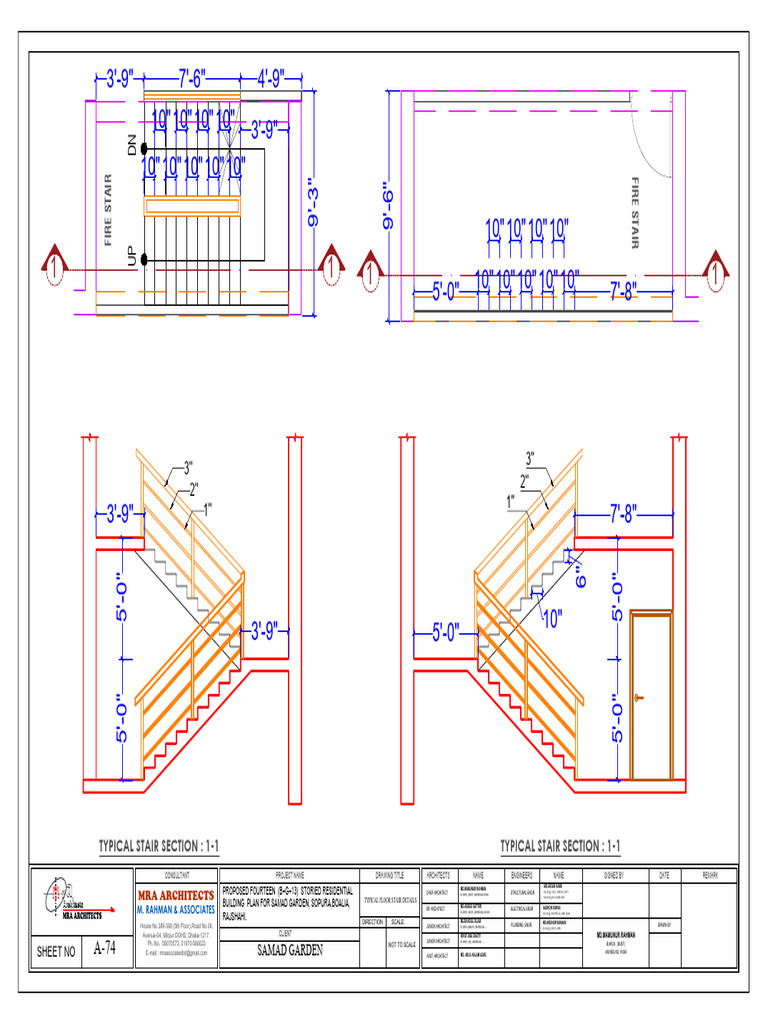 Typical Stair Section: 1-1 Typical Stair Section: 1-1: Mra Architects | PDF