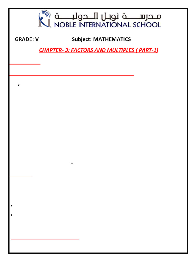 Ch3 Factors and Multiples | PDF