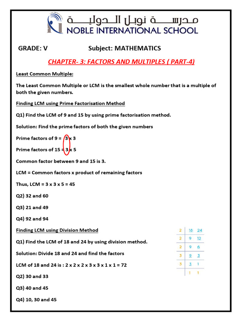 Ch3 Factors and Multiples Part 4 | PDF