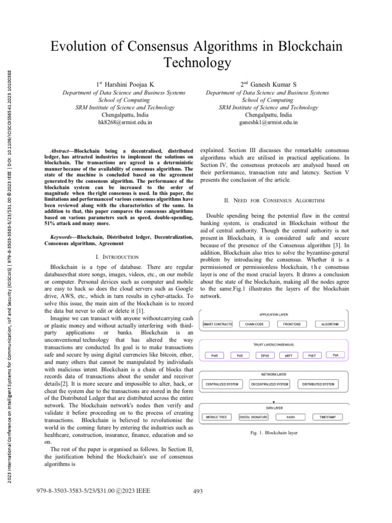 Evolution of Consensus Algorithms in Blockchain Technology | PDF