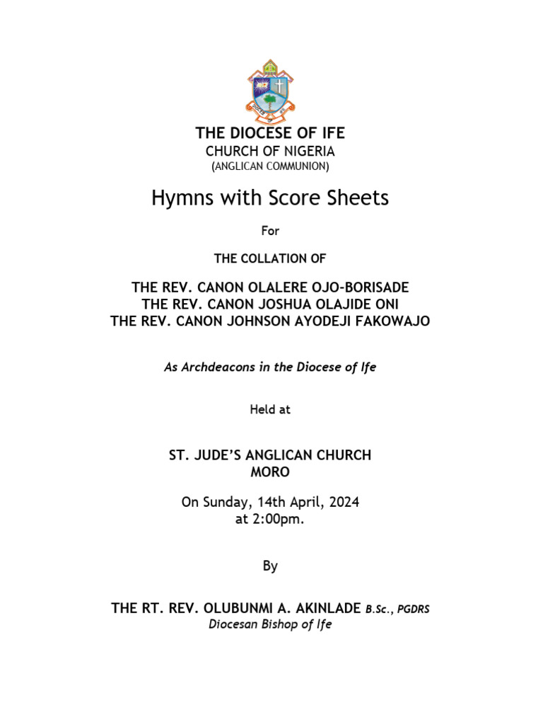 2024 Collation of Archdeacons Score Sheet | PDF