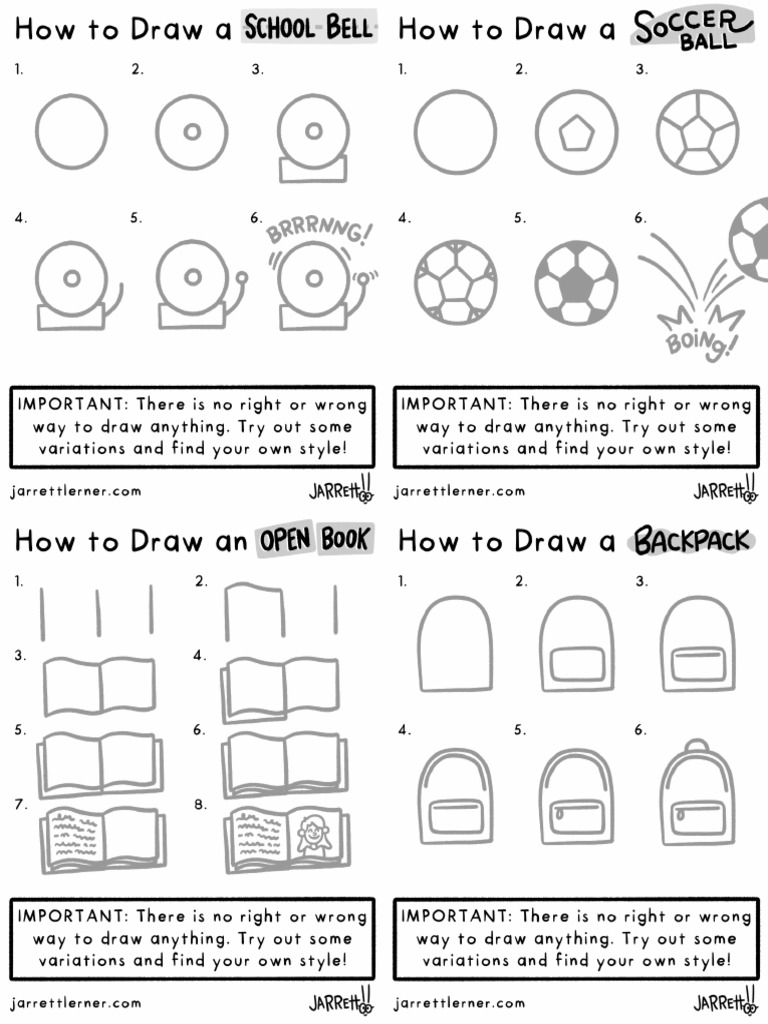 How To Draw - School Bell Soccer Ball Open Book Backpack1 | PDF