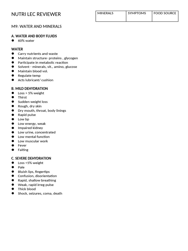 Nutri Lec Reviewer | PDF