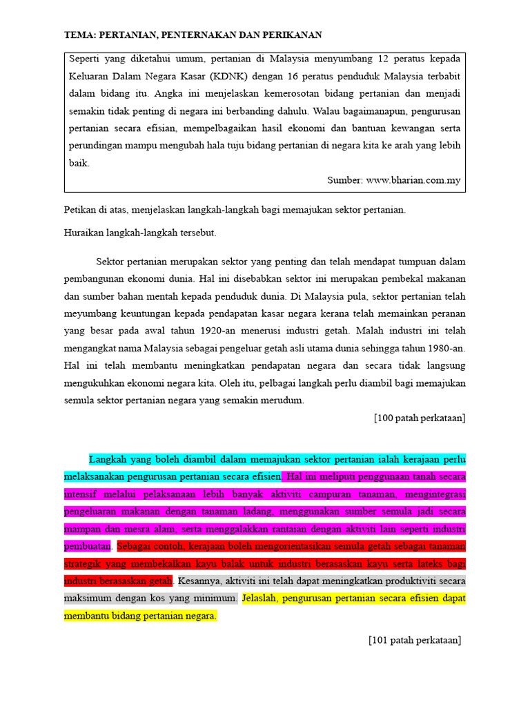Karangan Contoh Tema Pertanian (M1) 2 | PDF
