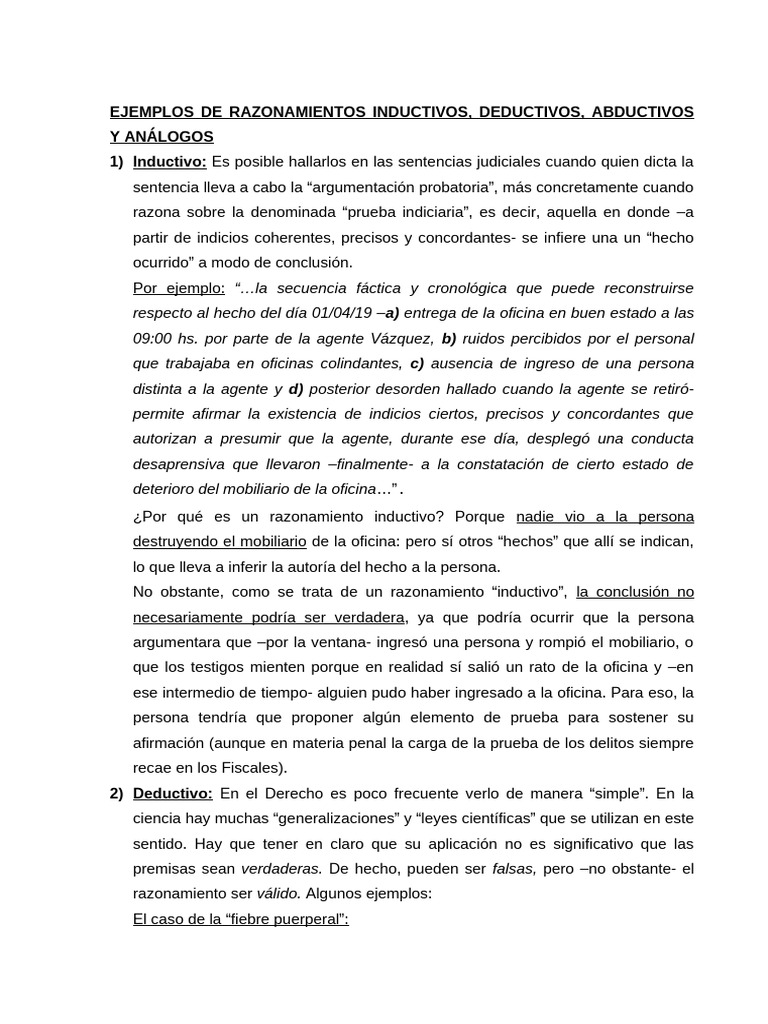 Ejemplos de Razonamientos | PDF