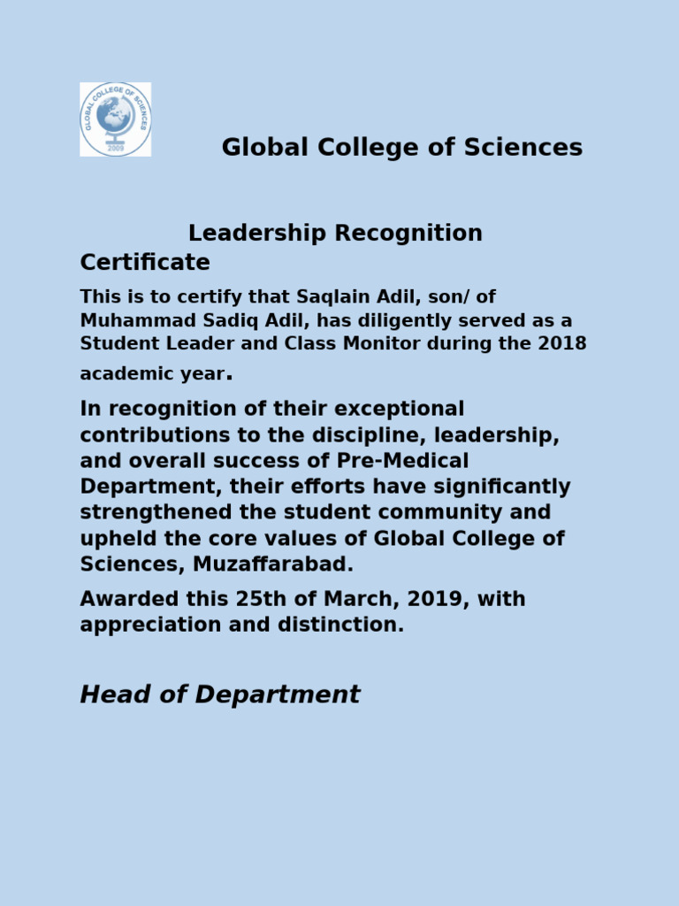 Global College of Sciences | PDF