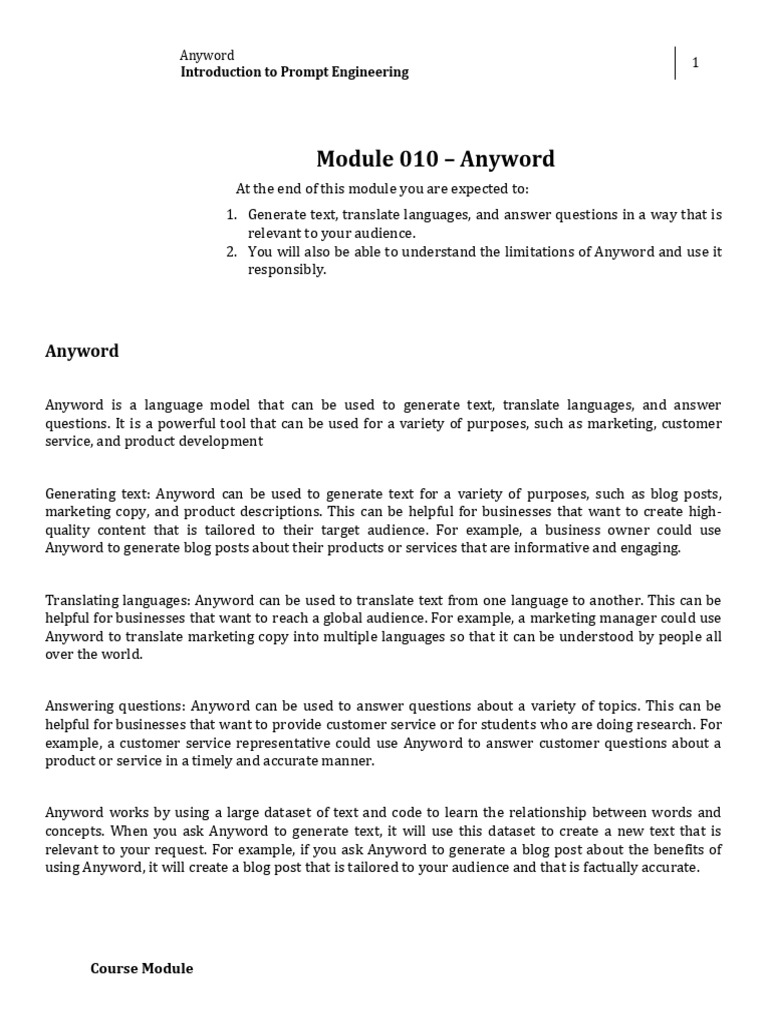 Prompt Engr - Module 10 | PDF