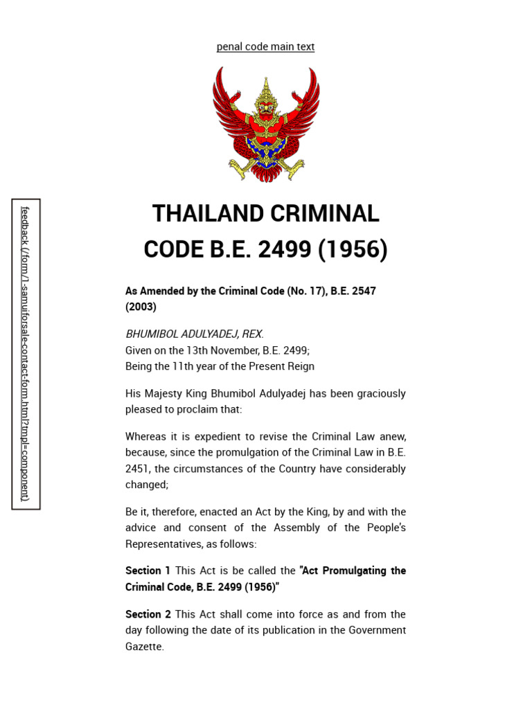 Thailand Penal Code 5 | PDF