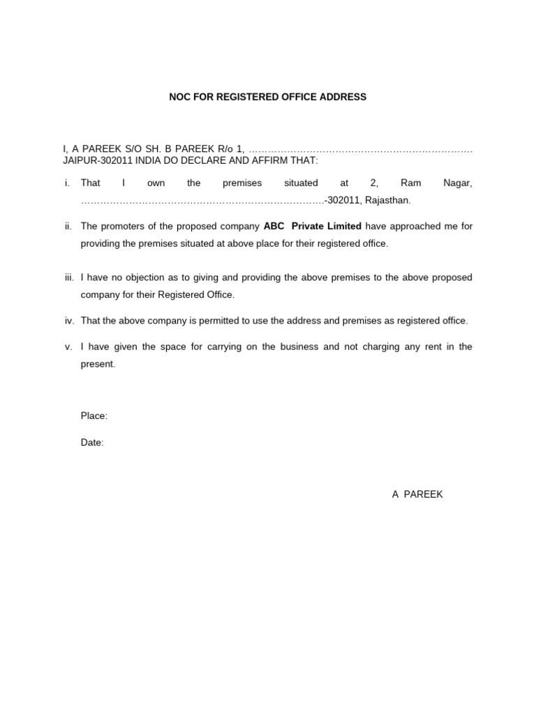 Noc For Address Proof For GST Registration | PDF