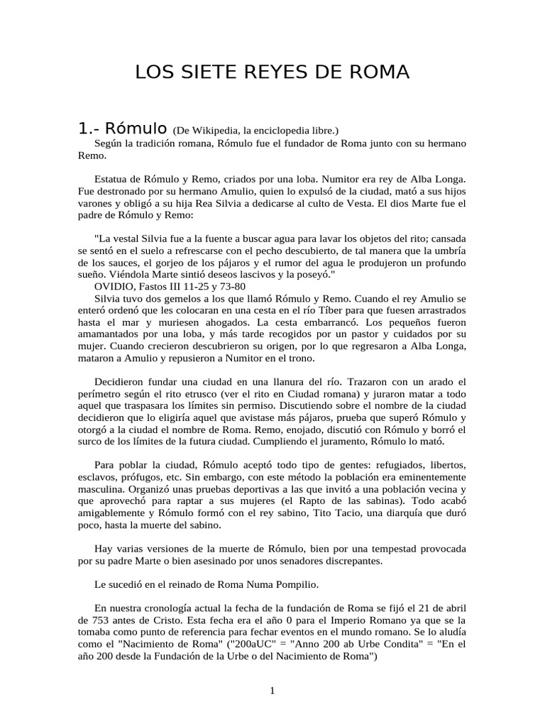 Los Siete Reyes de Roma | PDF