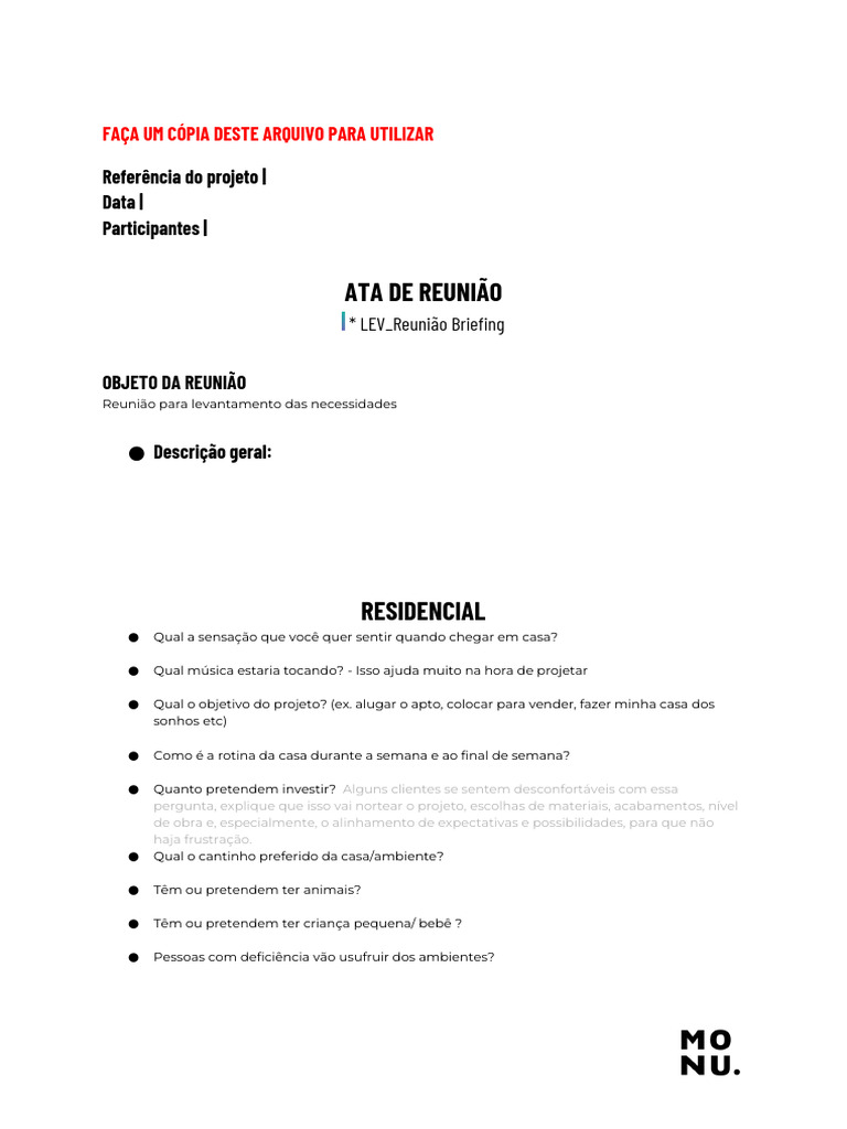 Cópia de 06. CHECKLIST BRIEFING EDITÁVEL - MONU | PDF