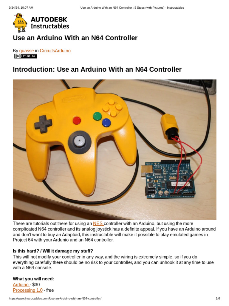 Use An Arduino With An N64 Controller - 5 Steps (With Pictures) - Instructables | PDF